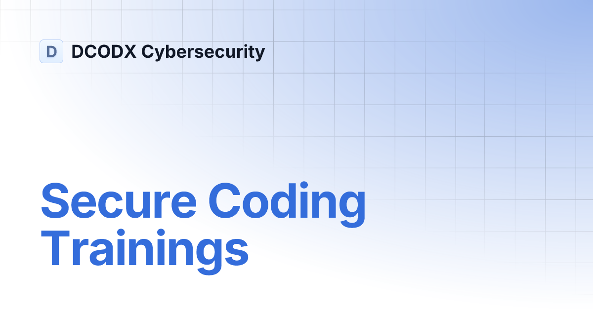 Secure Coding Trainings | DCODX Cybersecurity
